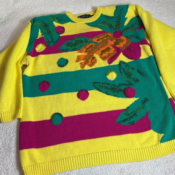 Sweaters | Vintage Ib Diffusion 9s Beaded Palm Leafy2k Artsy Oversizedm ...